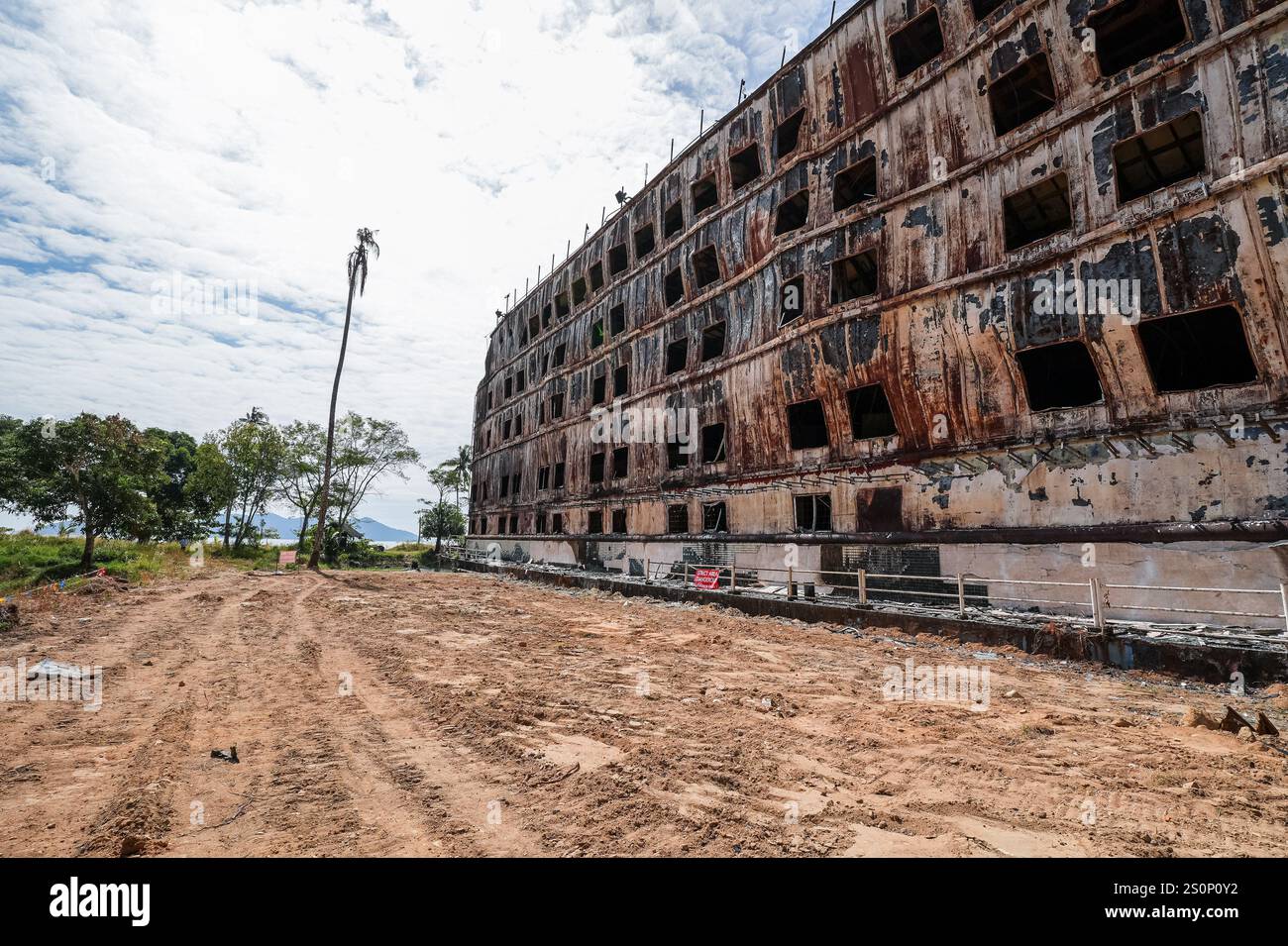 A view of the burnt facade with seven decks, of The Abandoned Galaxy ...