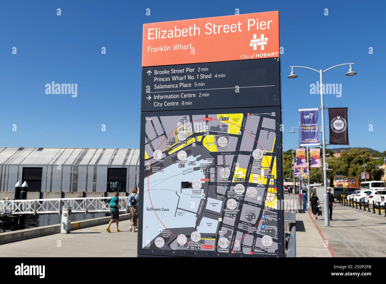 Hobart city centre Tasmania, Elizabeth street pier and Franklin wharf ...