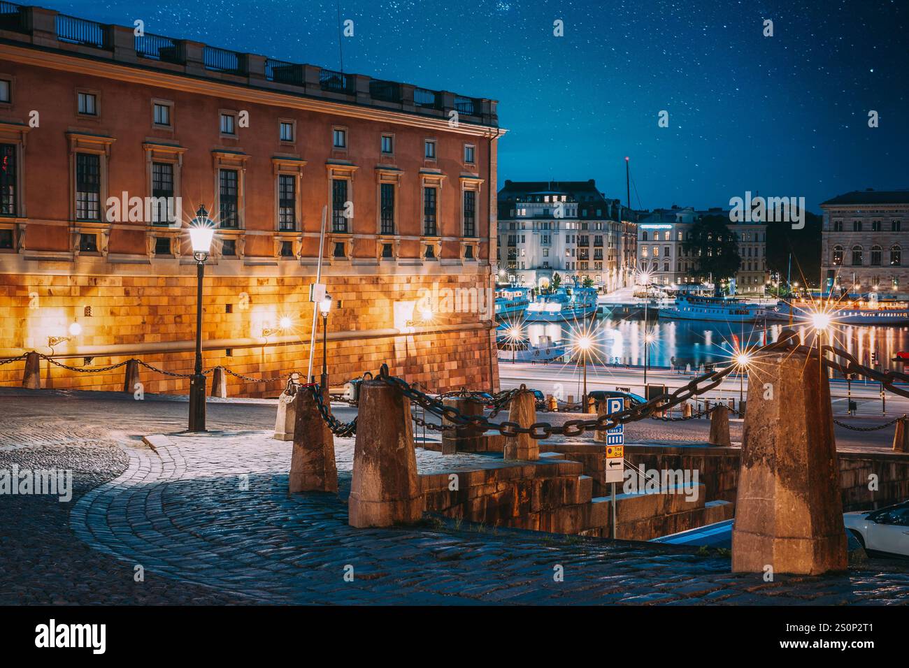 Stockholm, Sweden. Slottsbacken In Old Town Gamla Stan. Famous Popular ...