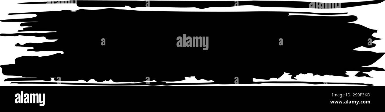 Wide black paintbrush stroke creating a horizontal rectangular shape ...