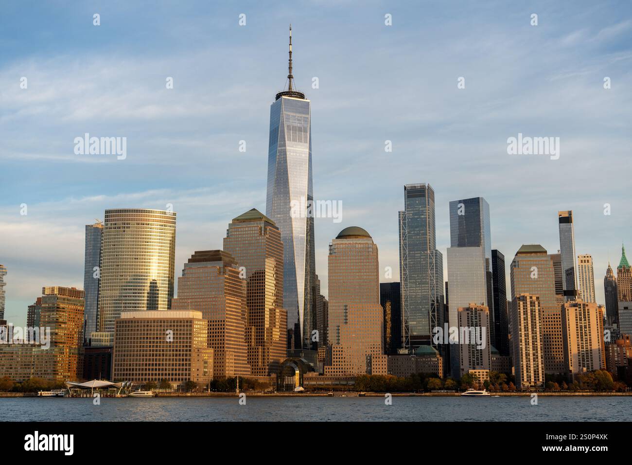 The famous New York City skyline as viewed from the Hudson from Midtown ...