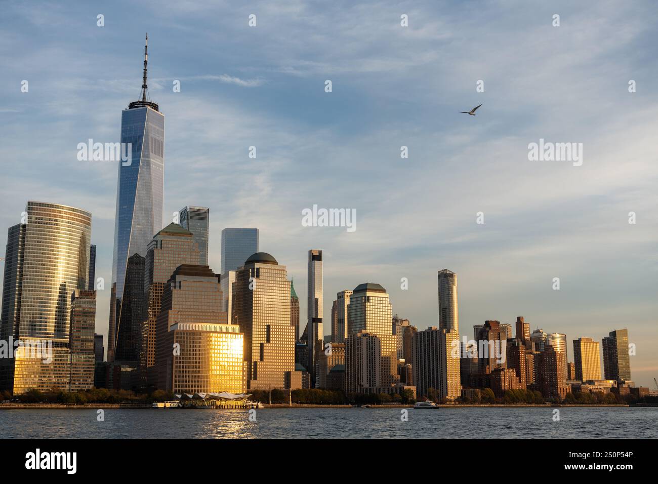 The famous New York City skyline as viewed from the Hudson from Midtown ...