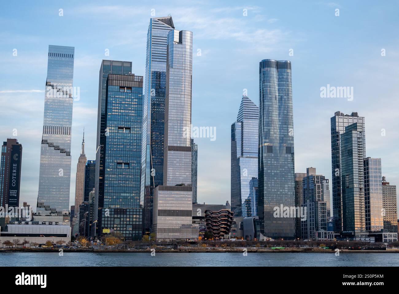The famous New York City skyline as viewed from the Hudson from Midtown ...