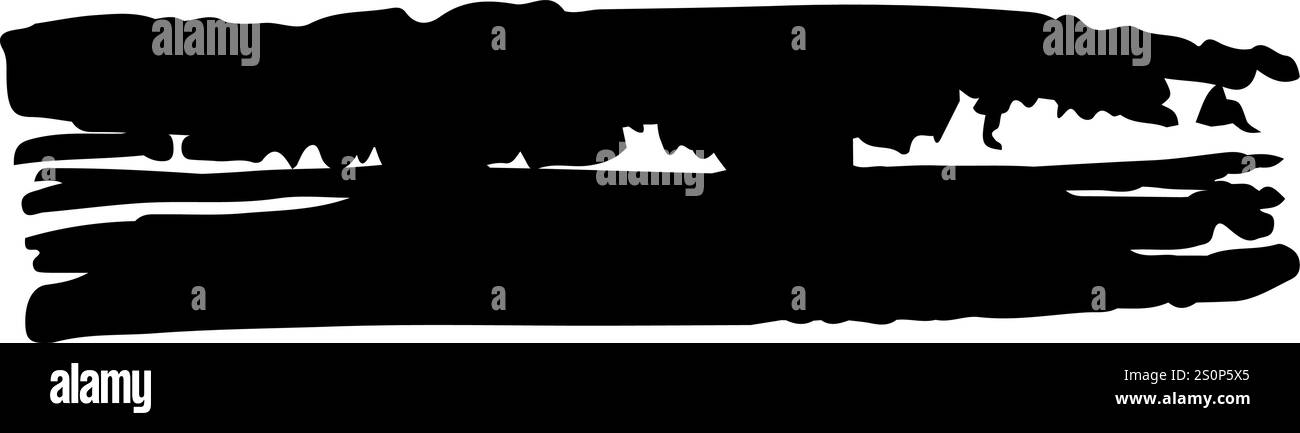 Wide black brush stroke with a textured, uneven edge creates a banner ...