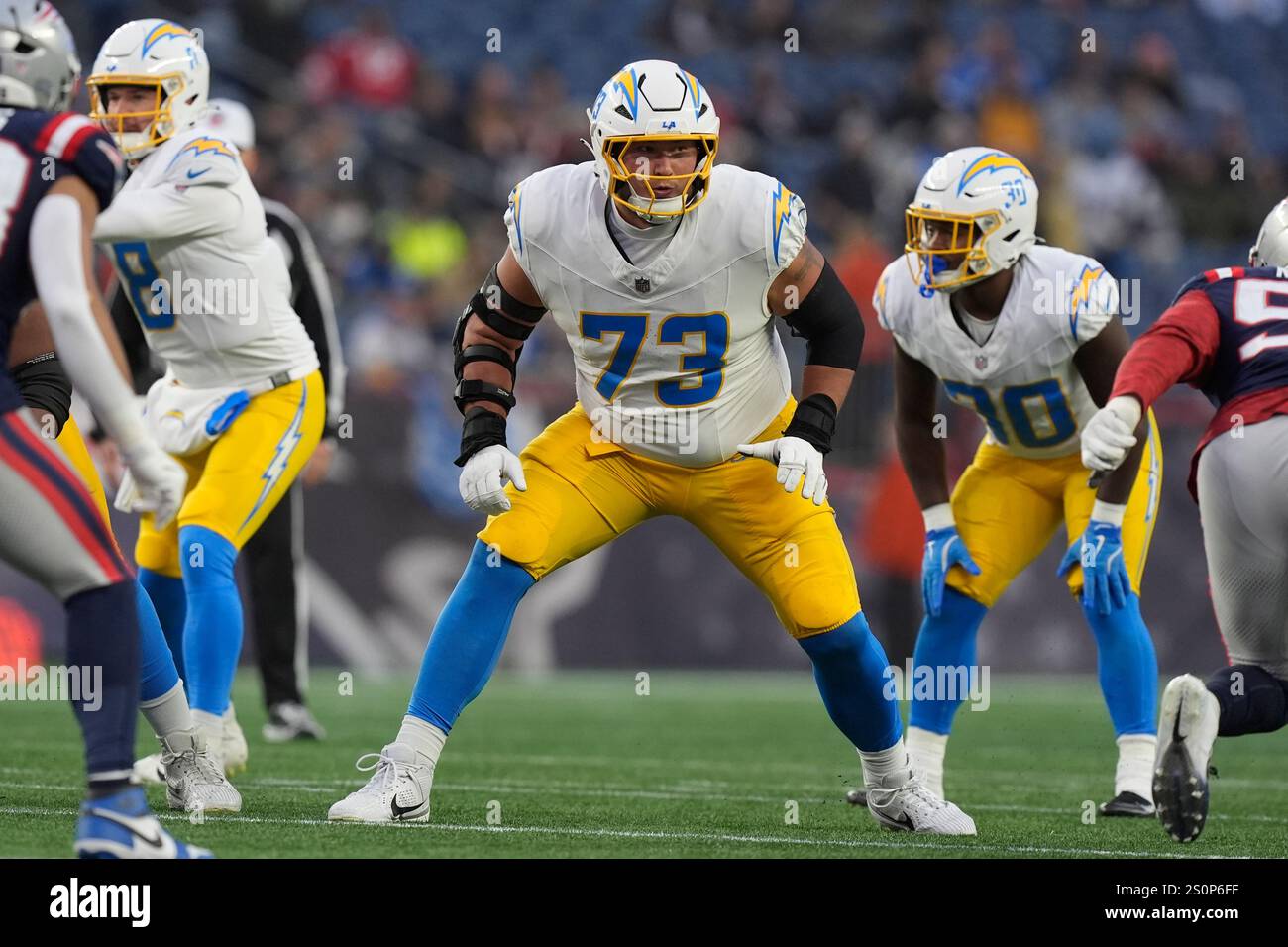 Los Angeles Chargers offensive tackle Foster Sarell (73) during the ...
