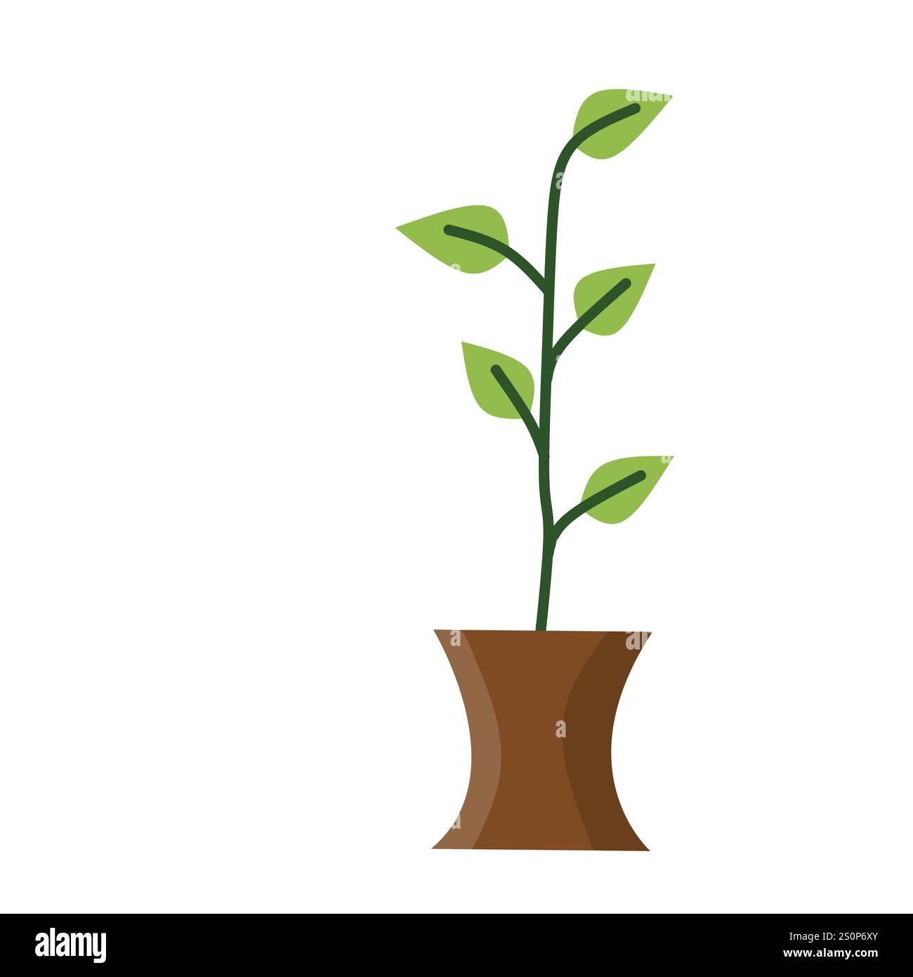 A simple illustration of a potted plant with a green stem and several ...