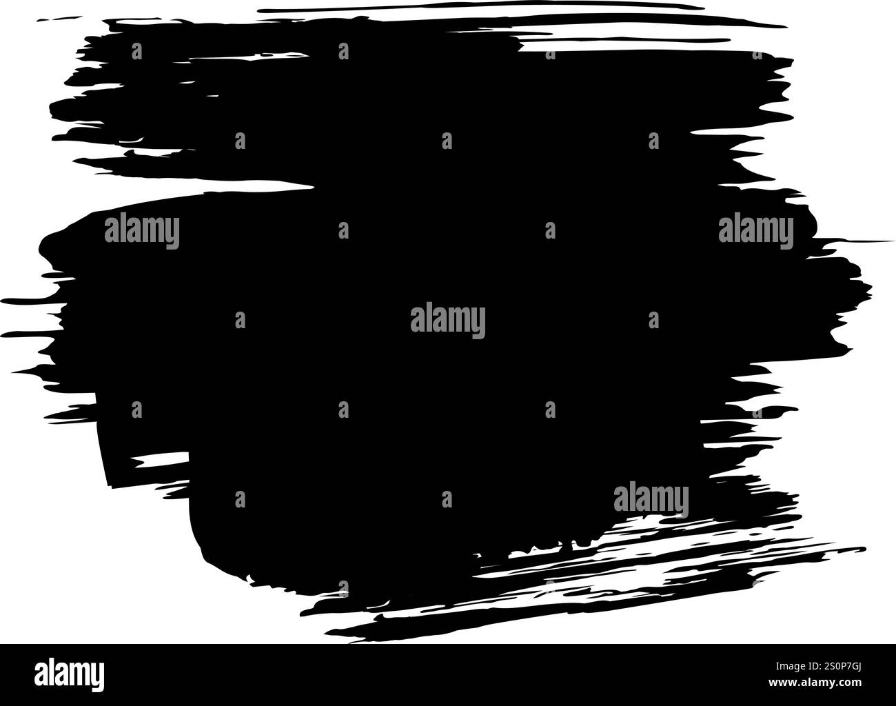 Large black brush stroke creating an abstract, textured shape on a ...