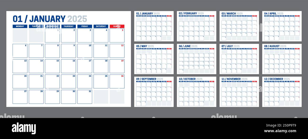 2025 Corporate Calendar Clean Design Stock Vector Image & Art - Alamy