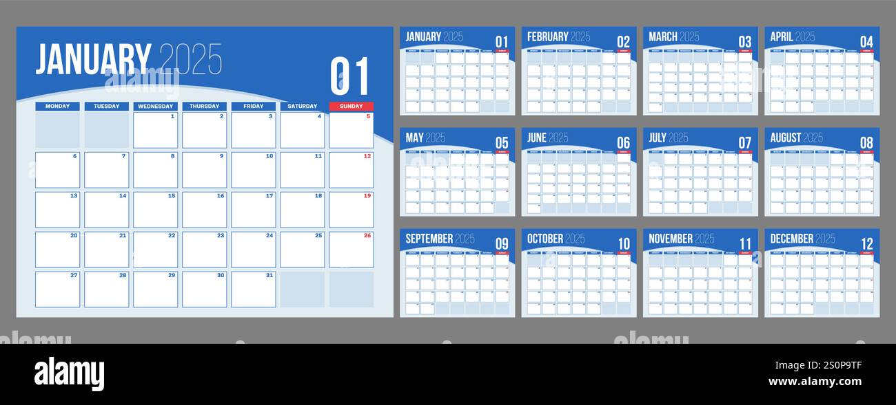 Blue 2025 Business Calendar in Corporate Style Stock Vector Image & Art ...