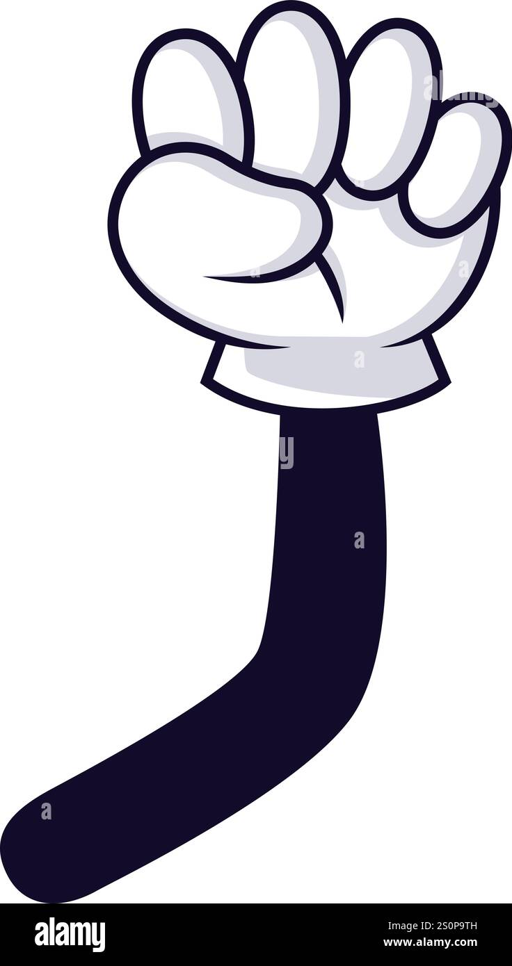 Cartoon hand displaying a playful gesture with four fingers raised ...