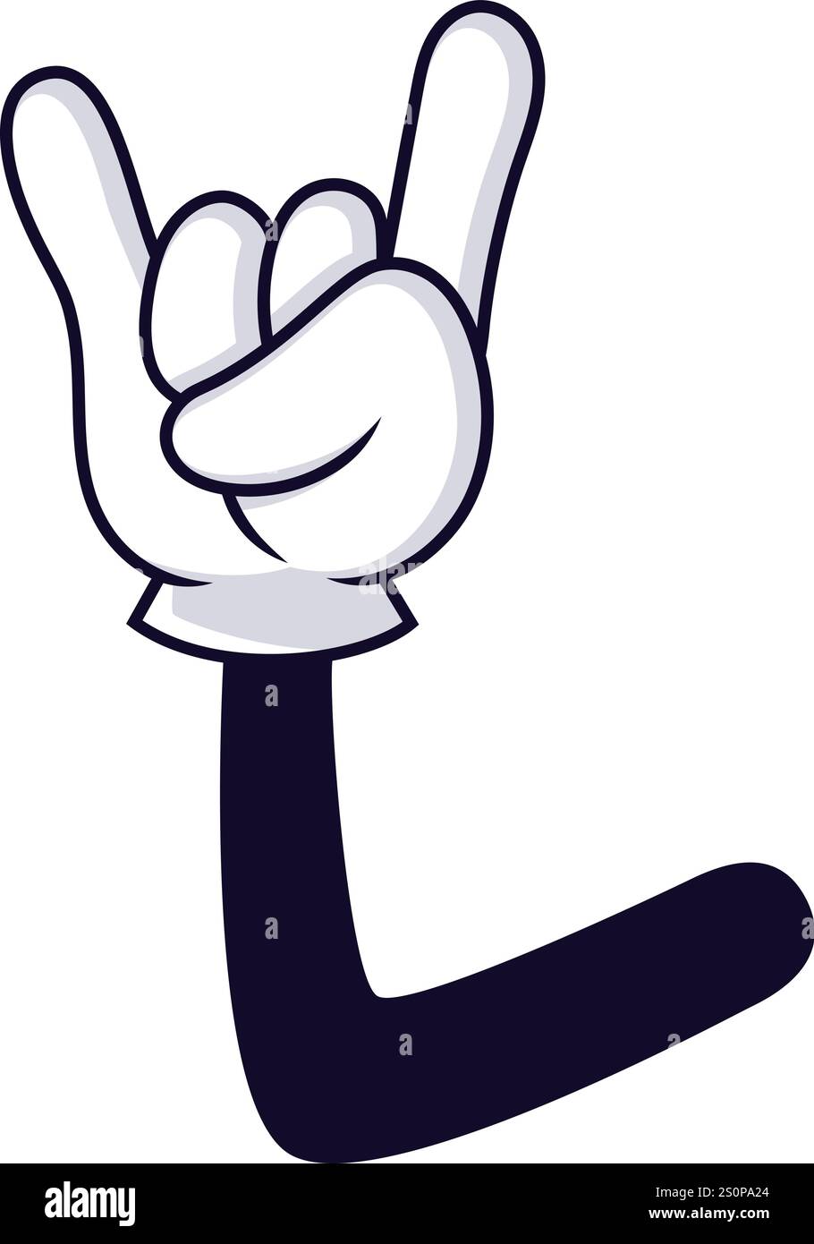 Cartoon hand displaying the rock and roll gesture with index and little ...