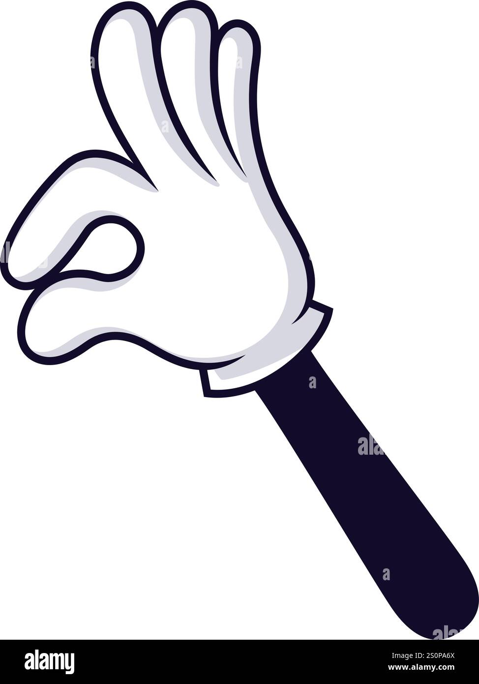 Cartoon hand making an OK sign with thumb and index finger forming a ...