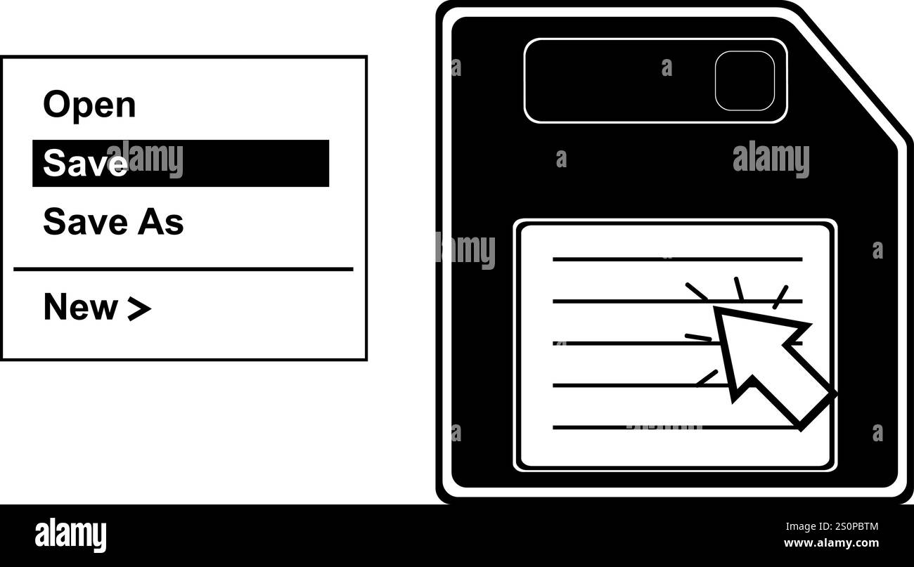 vector illustration black and white icon pop up menu contextual window ...