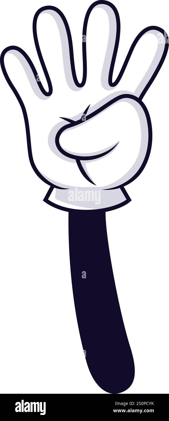 Cartoon hand featuring four extended fingers, expressing a nonverbal ...