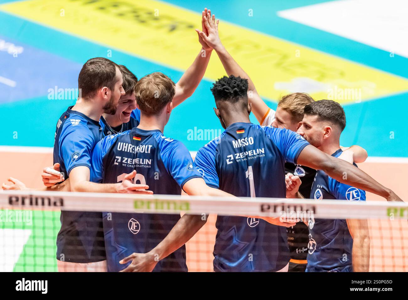 Jubel nach einem Punkt um Jose Masso (1, VFB Friedrichshafen) GER, VFB ...