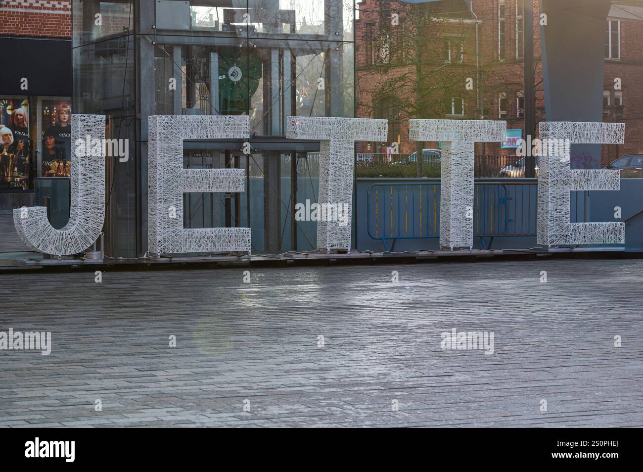 Sign of the city of Jette at the Place Reine Astrid or Miroir, Brussels ...