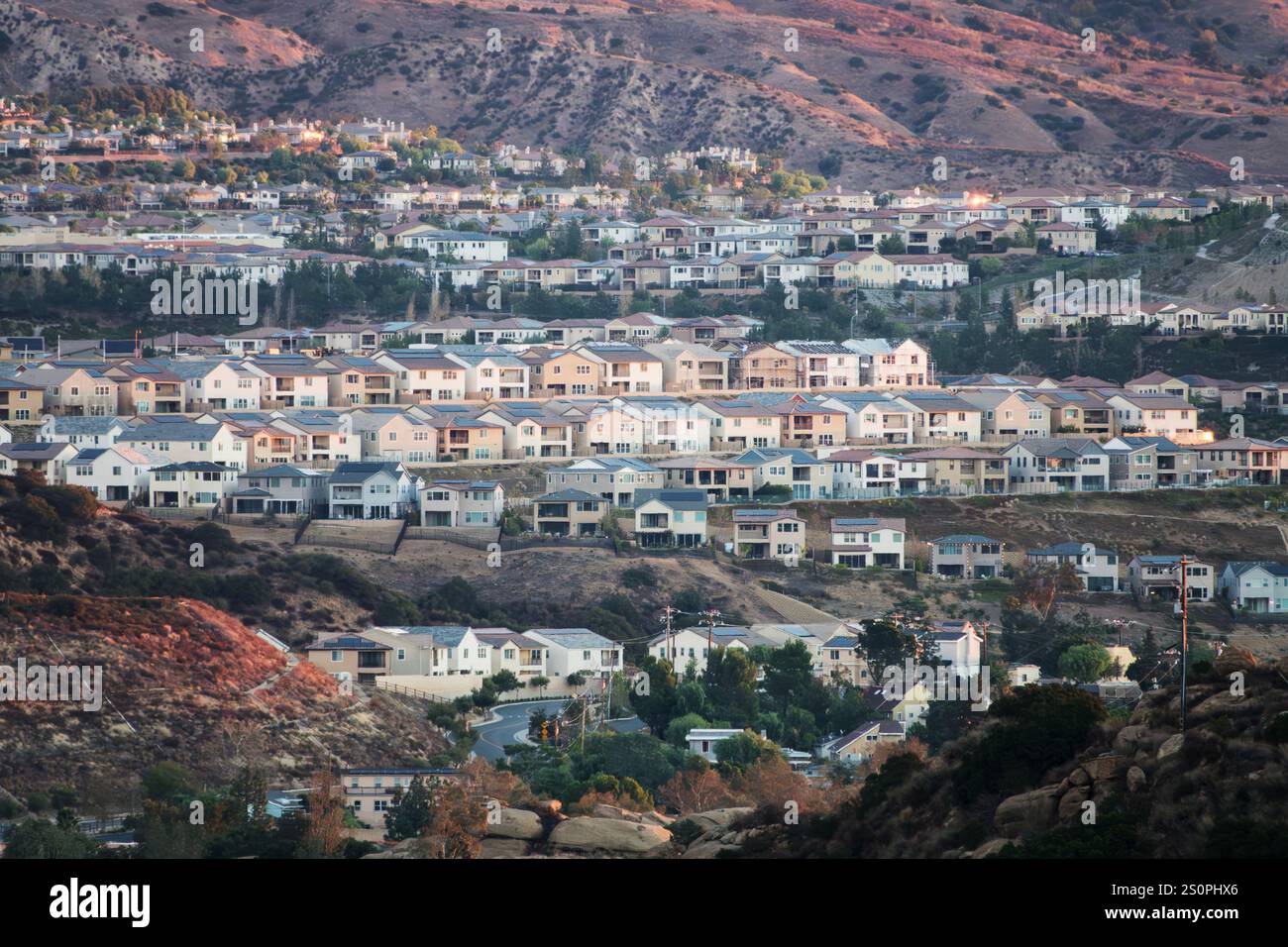 Early morning view of new hillside homes in the Chatsworth and Porter ...