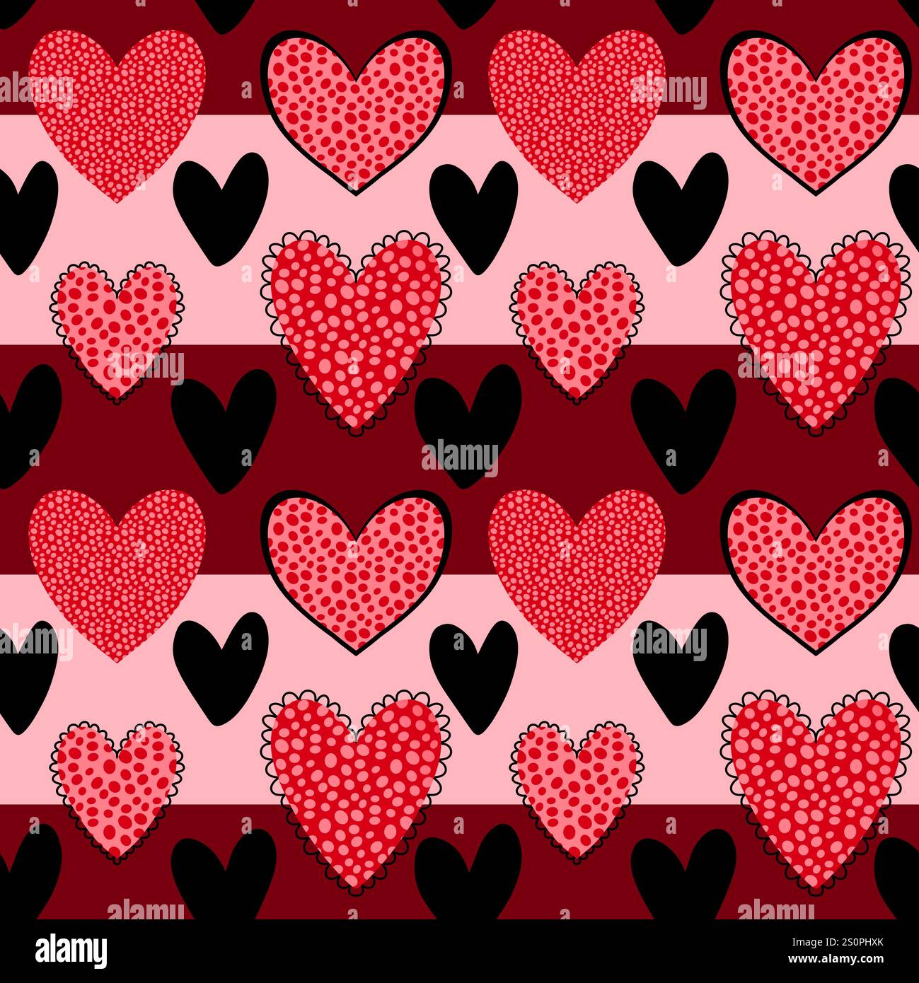 Valentine love hearts seamless 14 February pattern for wrapping paper ...