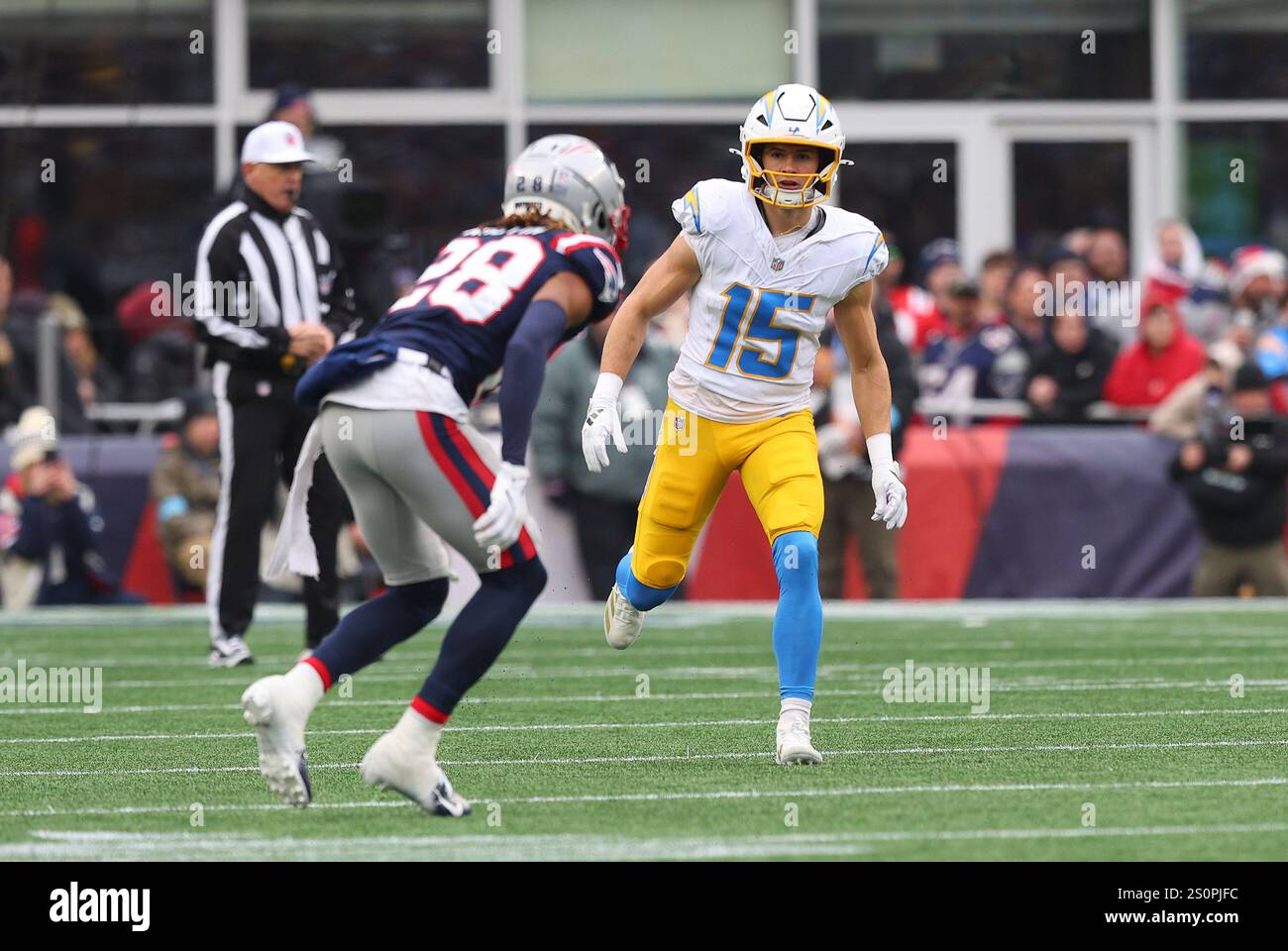 Foxborough, MA, USA. 28th Dec, 2024. MA, USA; Los Angeles Chargers wide ...