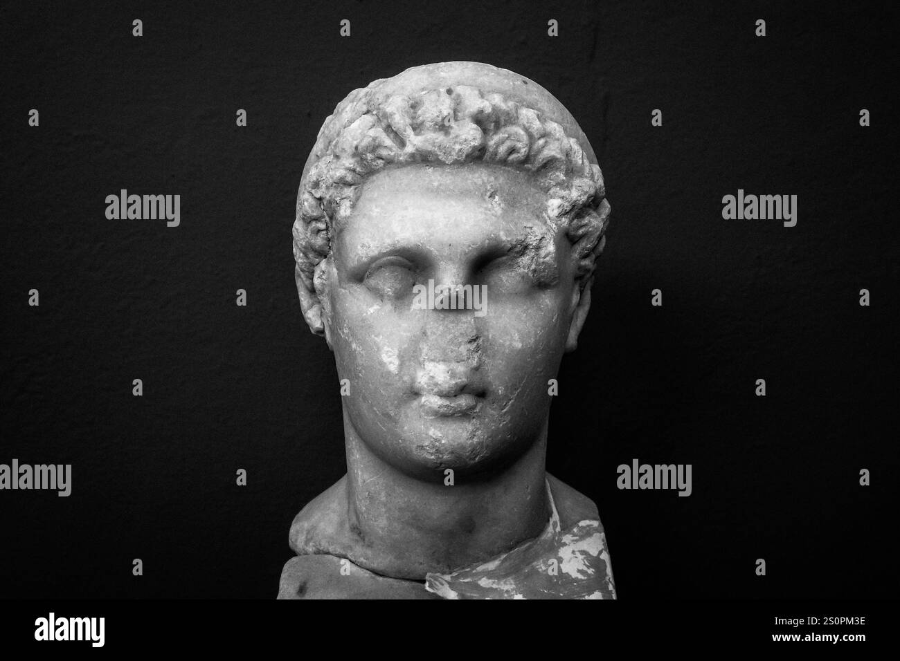 Ancient Marble Bust Sculpture with Minimalist Background in Black and ...