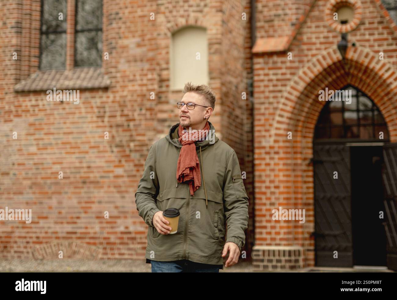 Attractive Man Sightseeing And Observing An Interesting Medieval Place ...