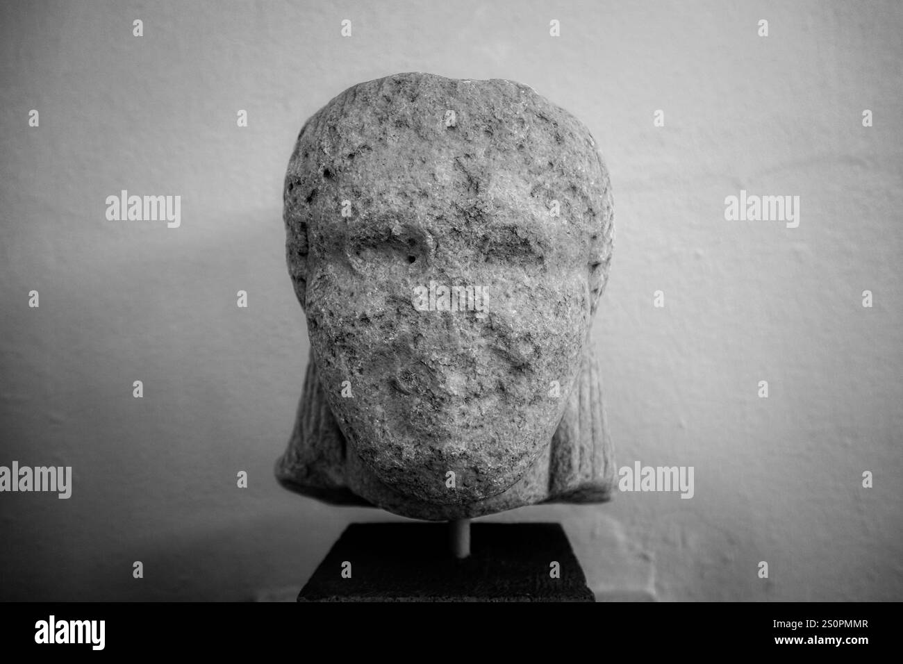 Ancient Marble Bust Sculpture with Minimalist Background in Black and ...
