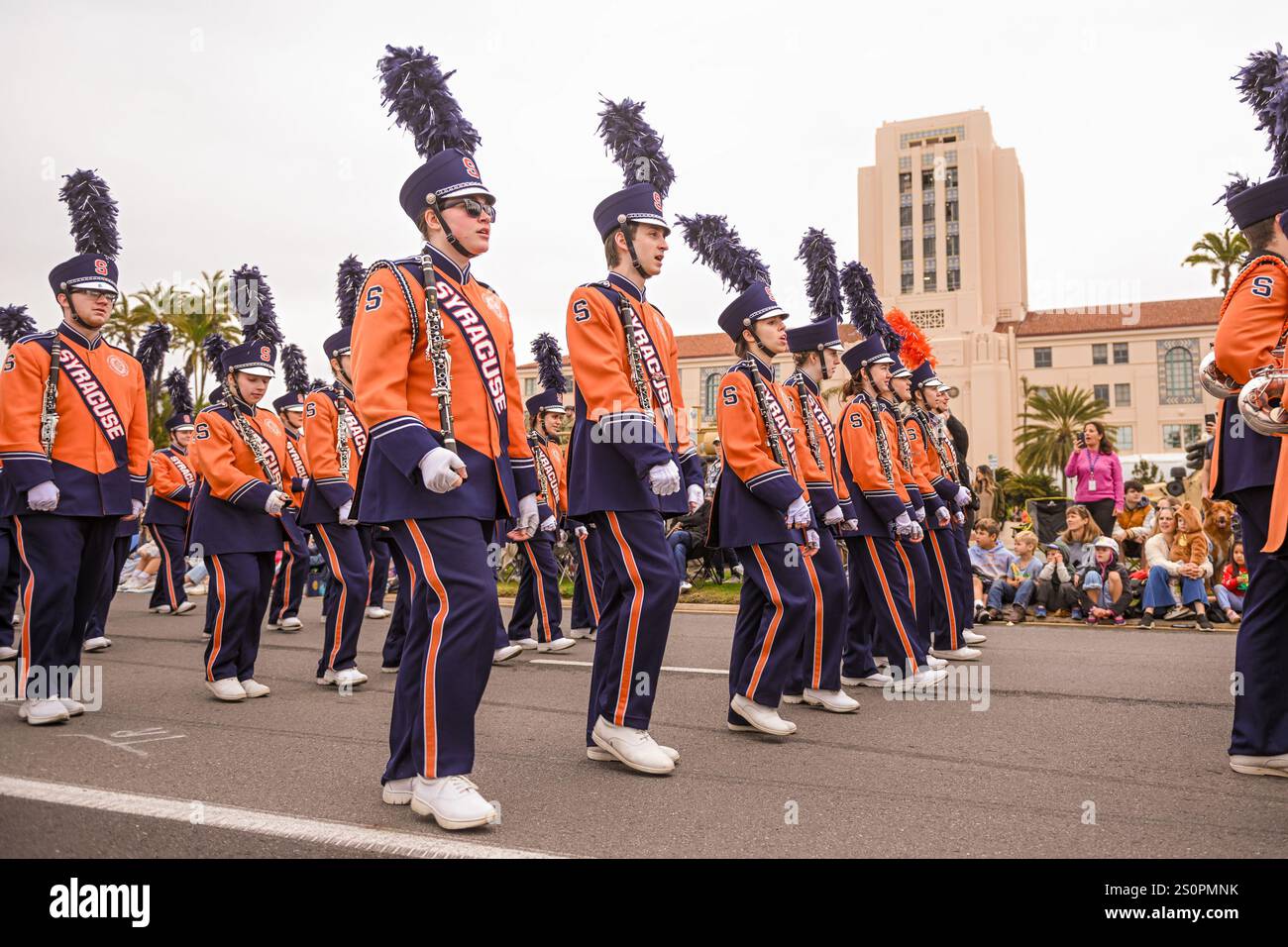 Syracuse band during the Holiday Bowl parade for Syracuse Orange and ...