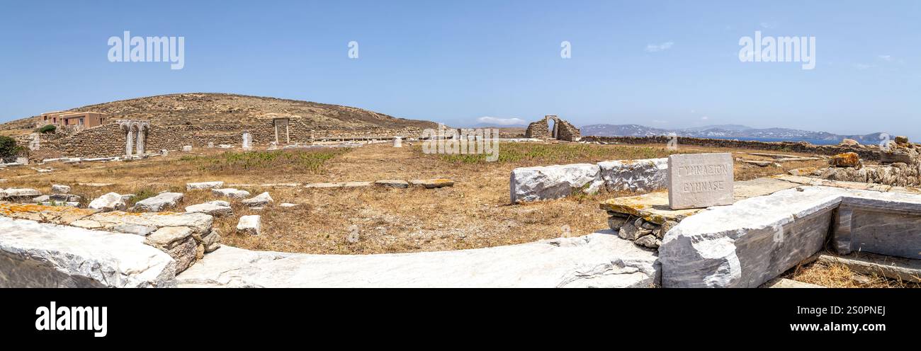 Ancient Ruins in a Deserted Area Under Clear Sky, Delos, Greece Stock ...