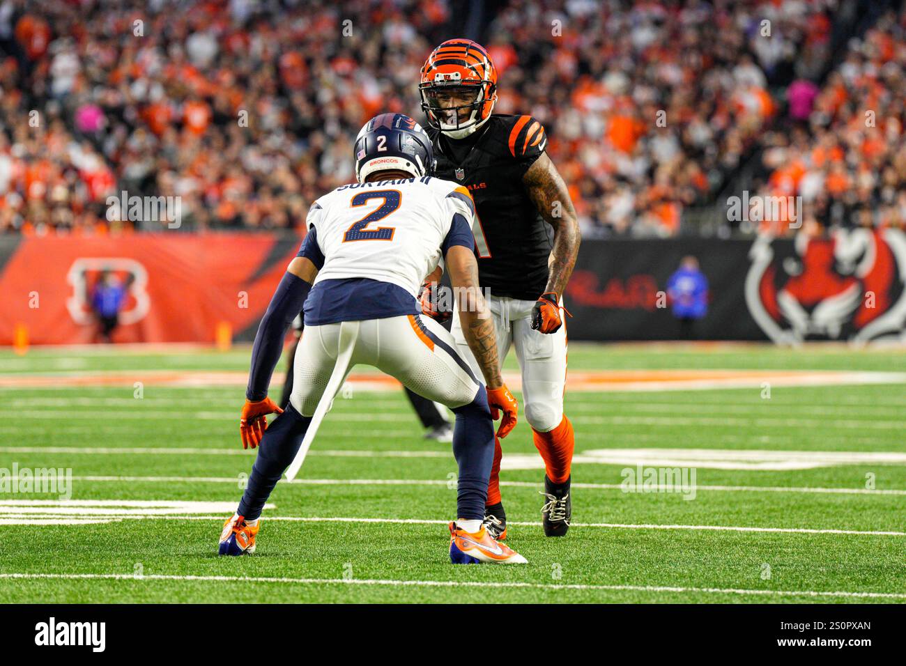 Denver Broncos cornerback Pat Surtain II (2) defends Cincinnati Bengals ...