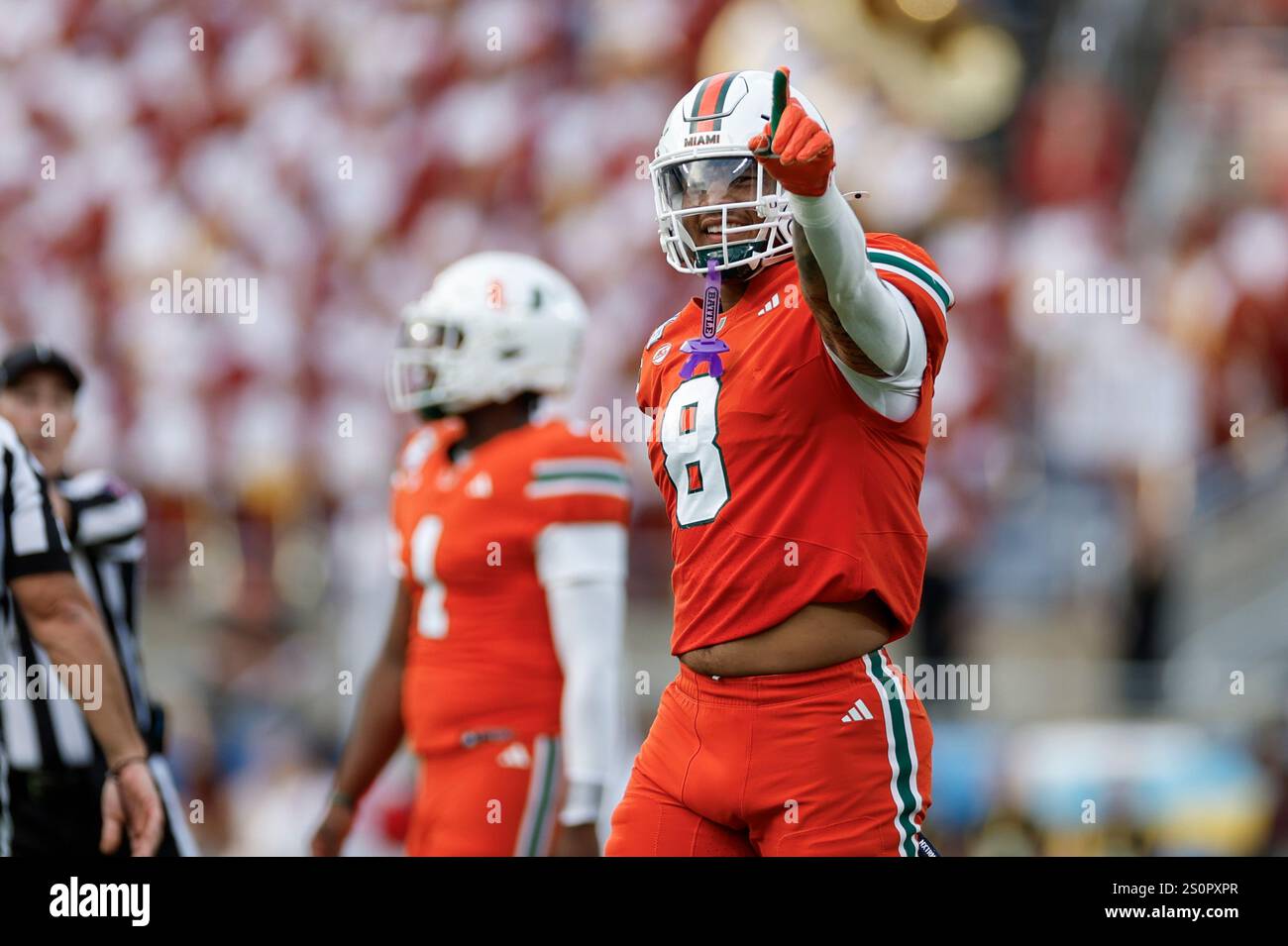 ORLANDO, FL - DECEMBER 28: Miami Hurricanes tight end Elijah Arroyo (8 ...