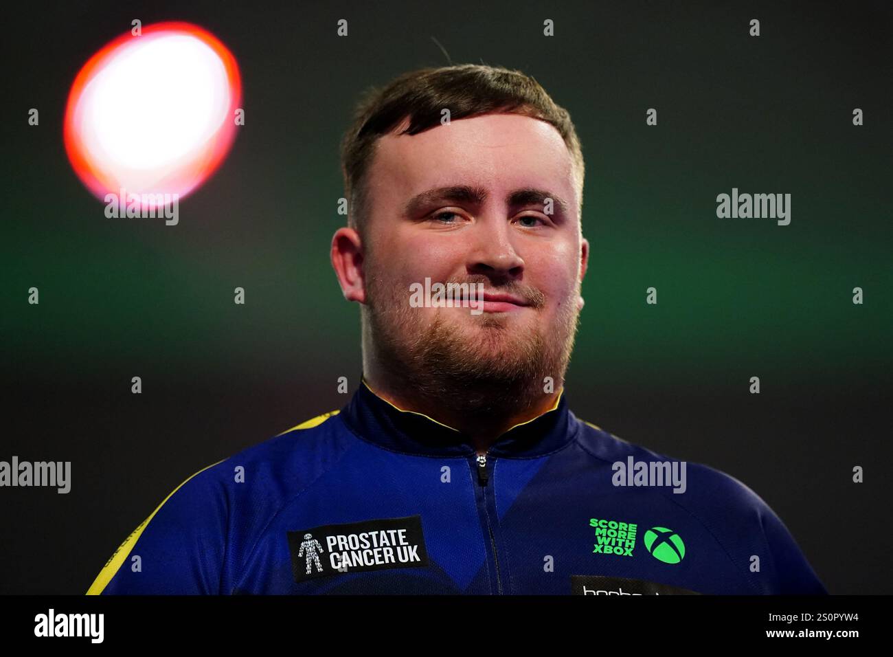 Luke Littler in action during his match against Ian White (not pictured ...