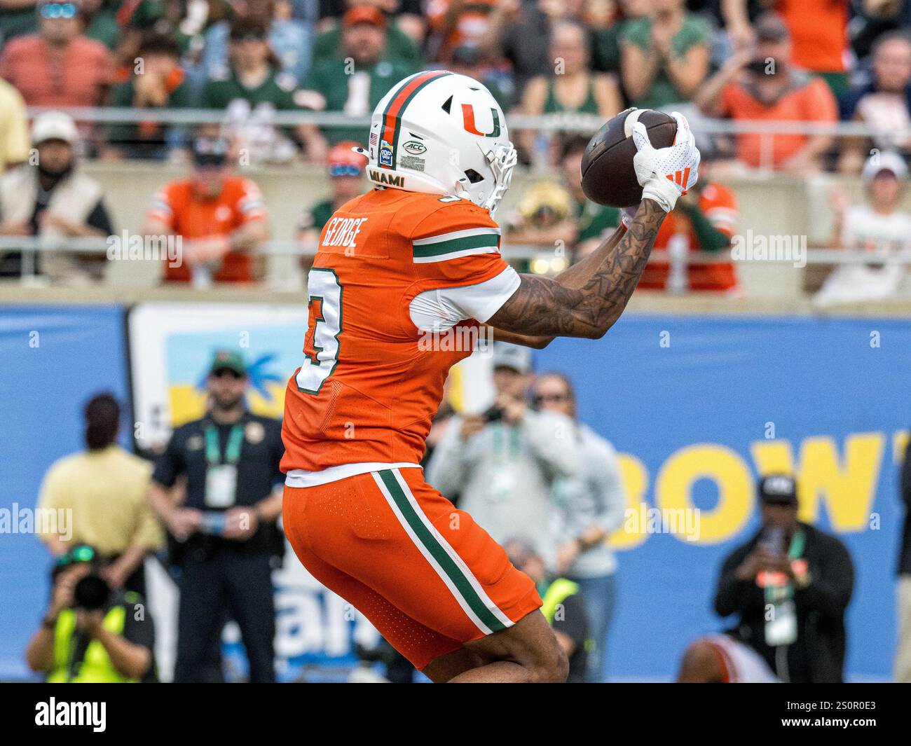 Orlando, FL, USA. 28th Dec, 2024. Miami Hurricanes wide receiver ...