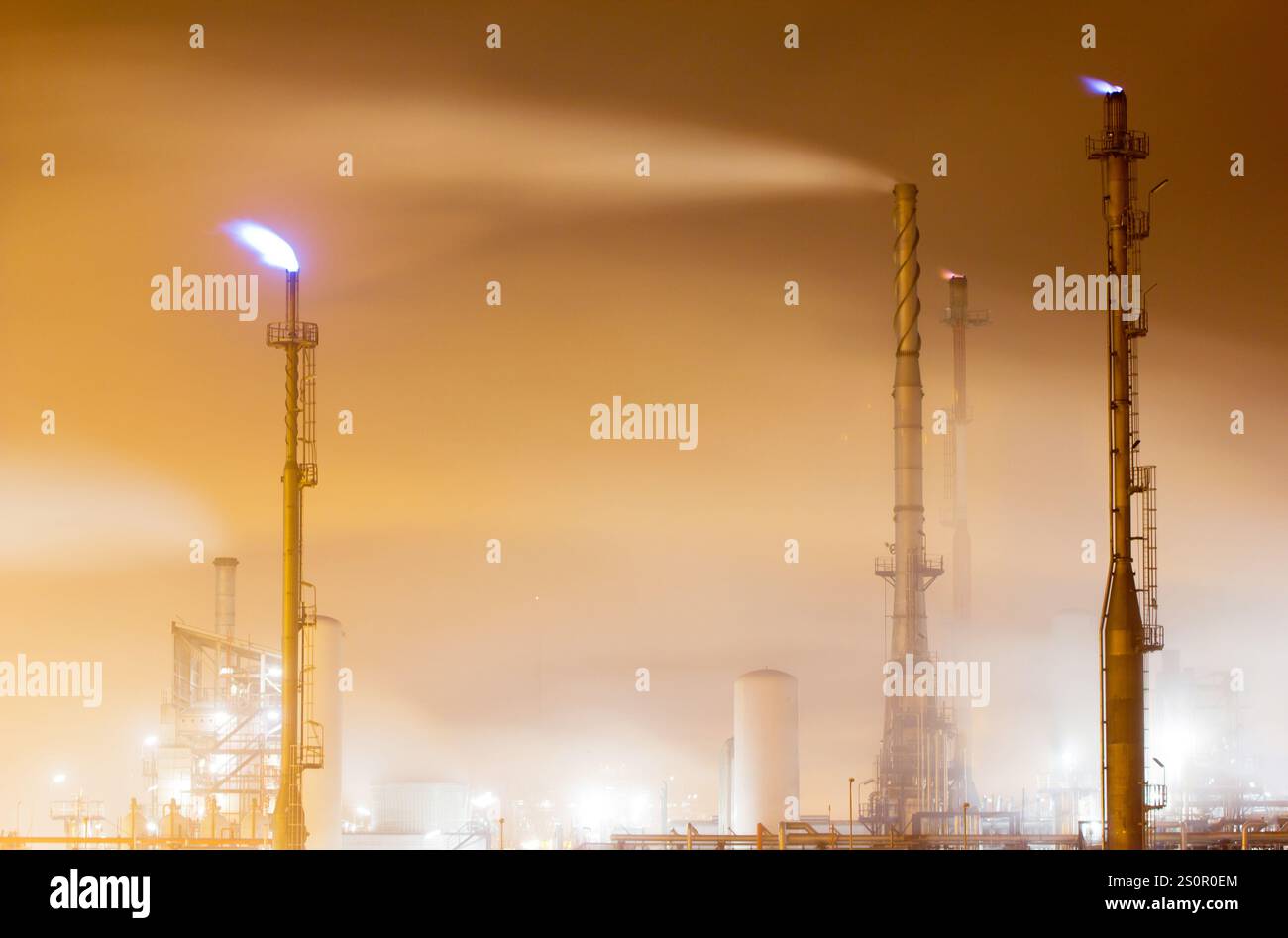Petrochemical tanks at night, The Netherlands Stock Photo - Alamy