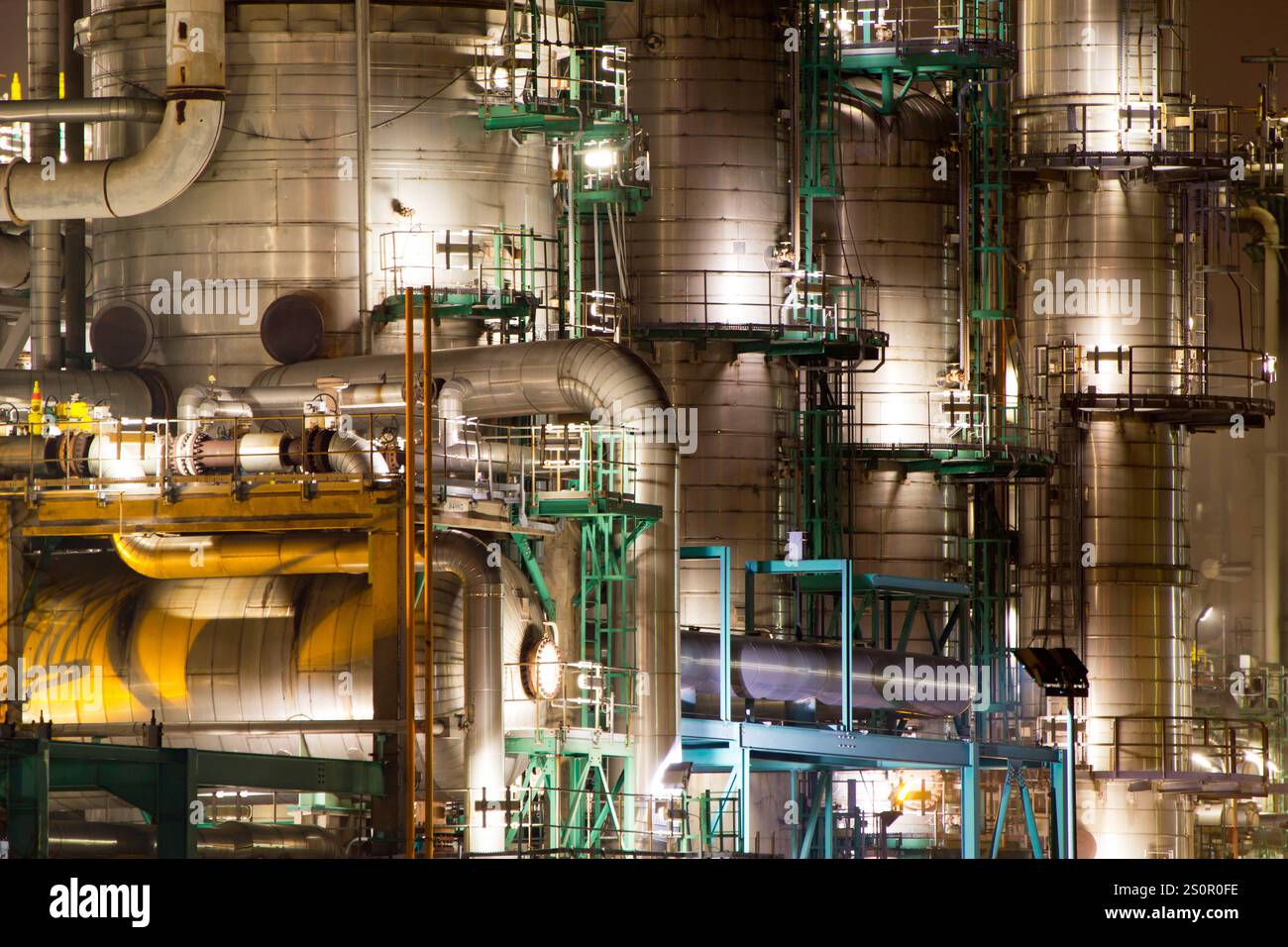 Petrochemical tanks at night, The Netherlands Stock Photo - Alamy