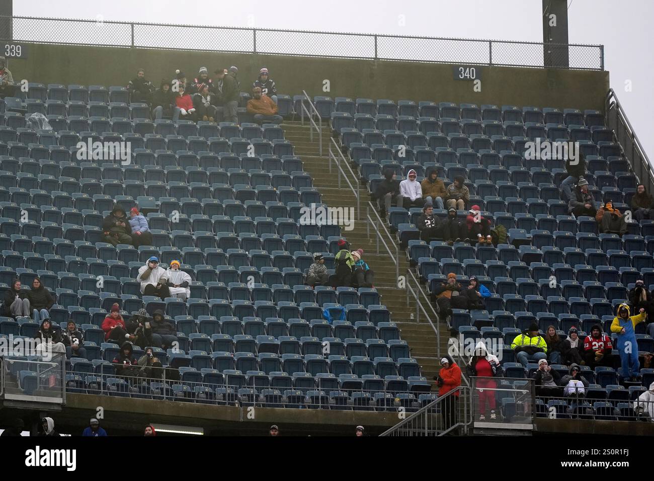 Empty seats during the second half of an NFL football game at Gillette ...