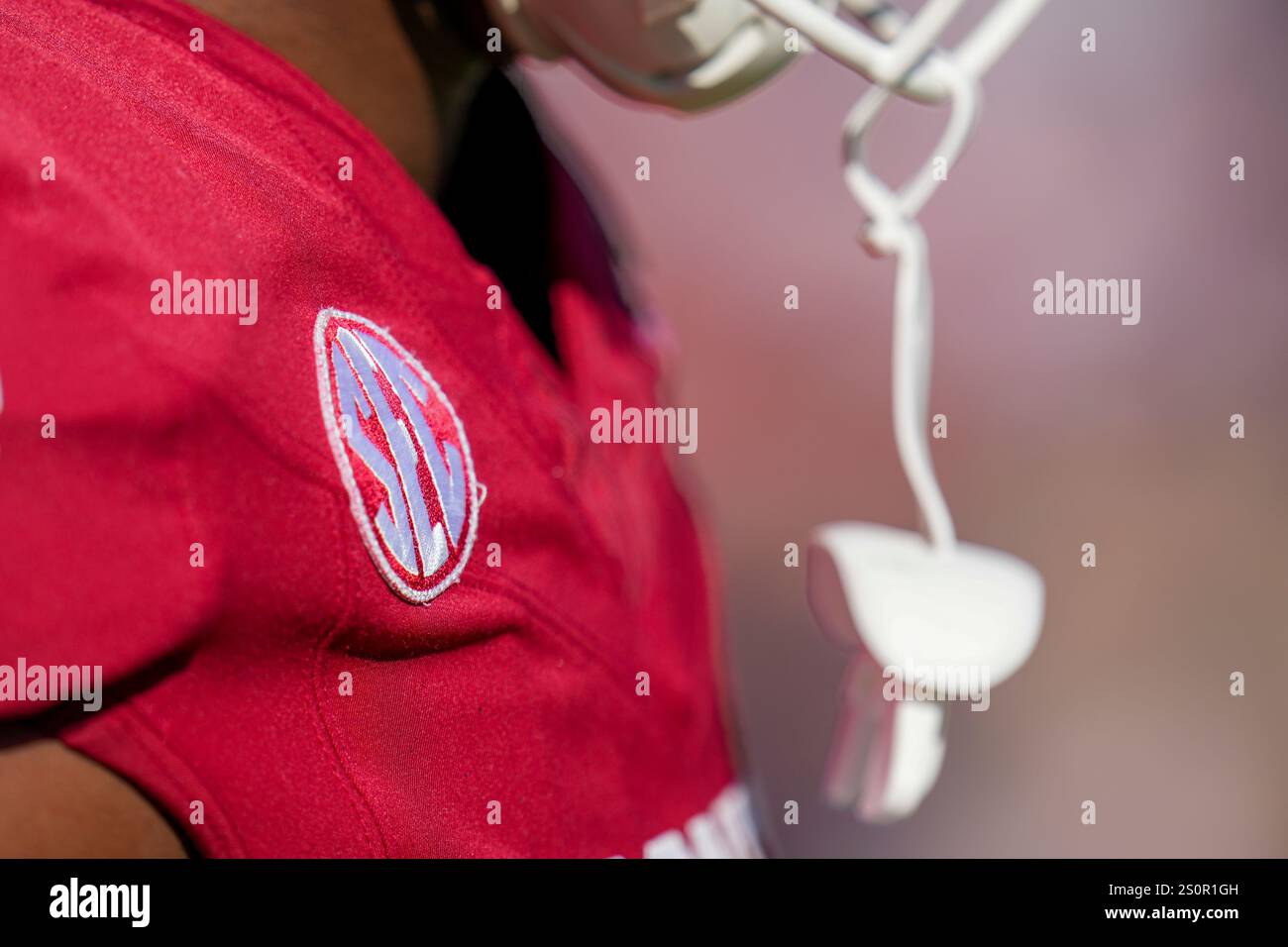 The Southeastern Conference SEC logo is seen on the jersey of Oklahoma ...