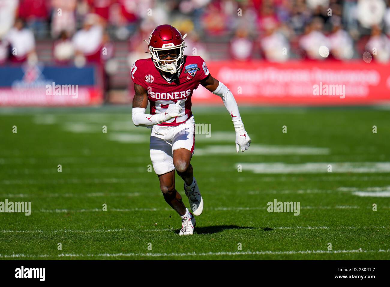 Oklahoma wide receiver Zion Ragins runs a route against Navy during the ...