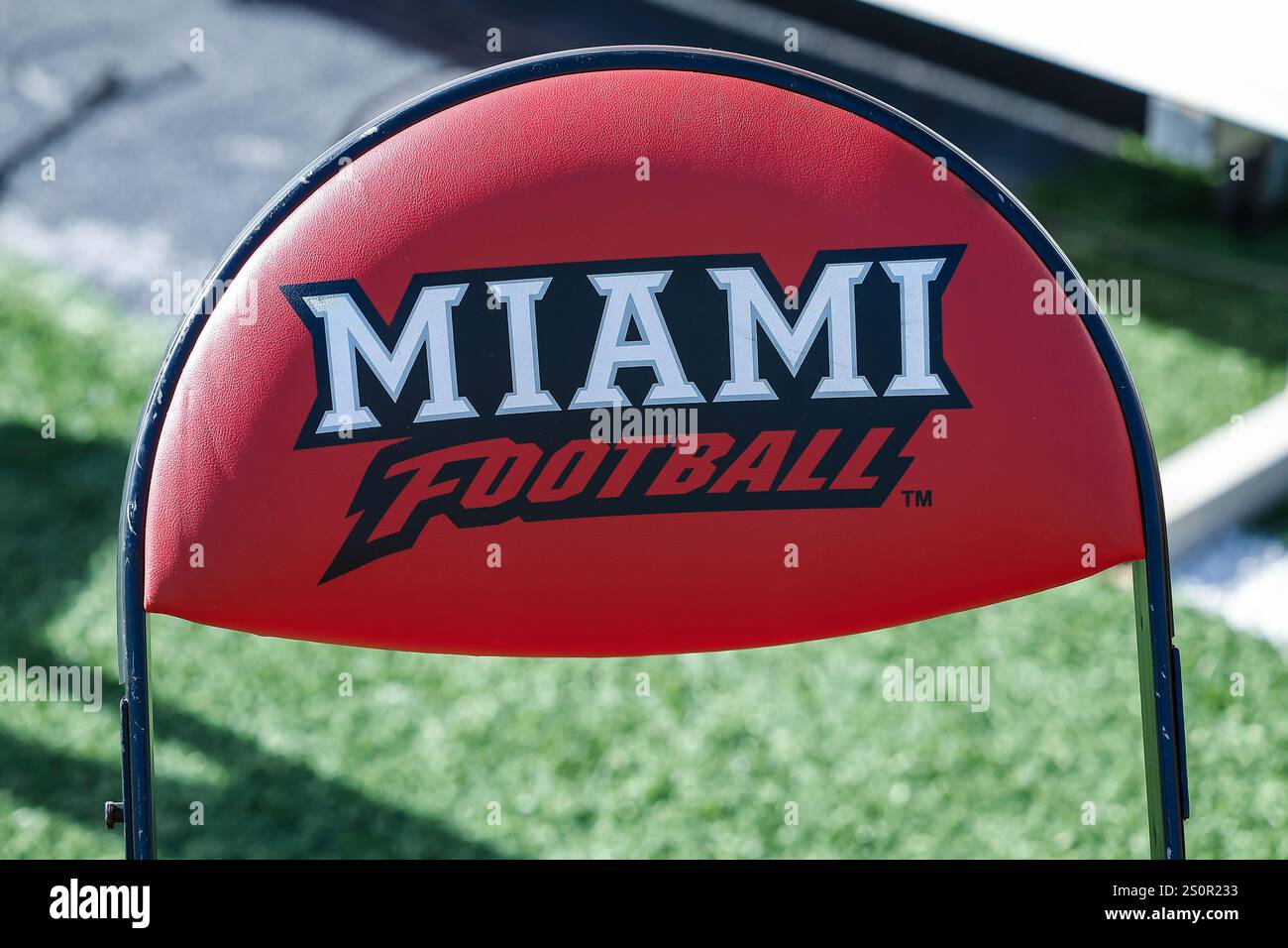 TUCSON, AZ - DECEMBER 28: The Miami (OH) Redhawks football logo on a ...