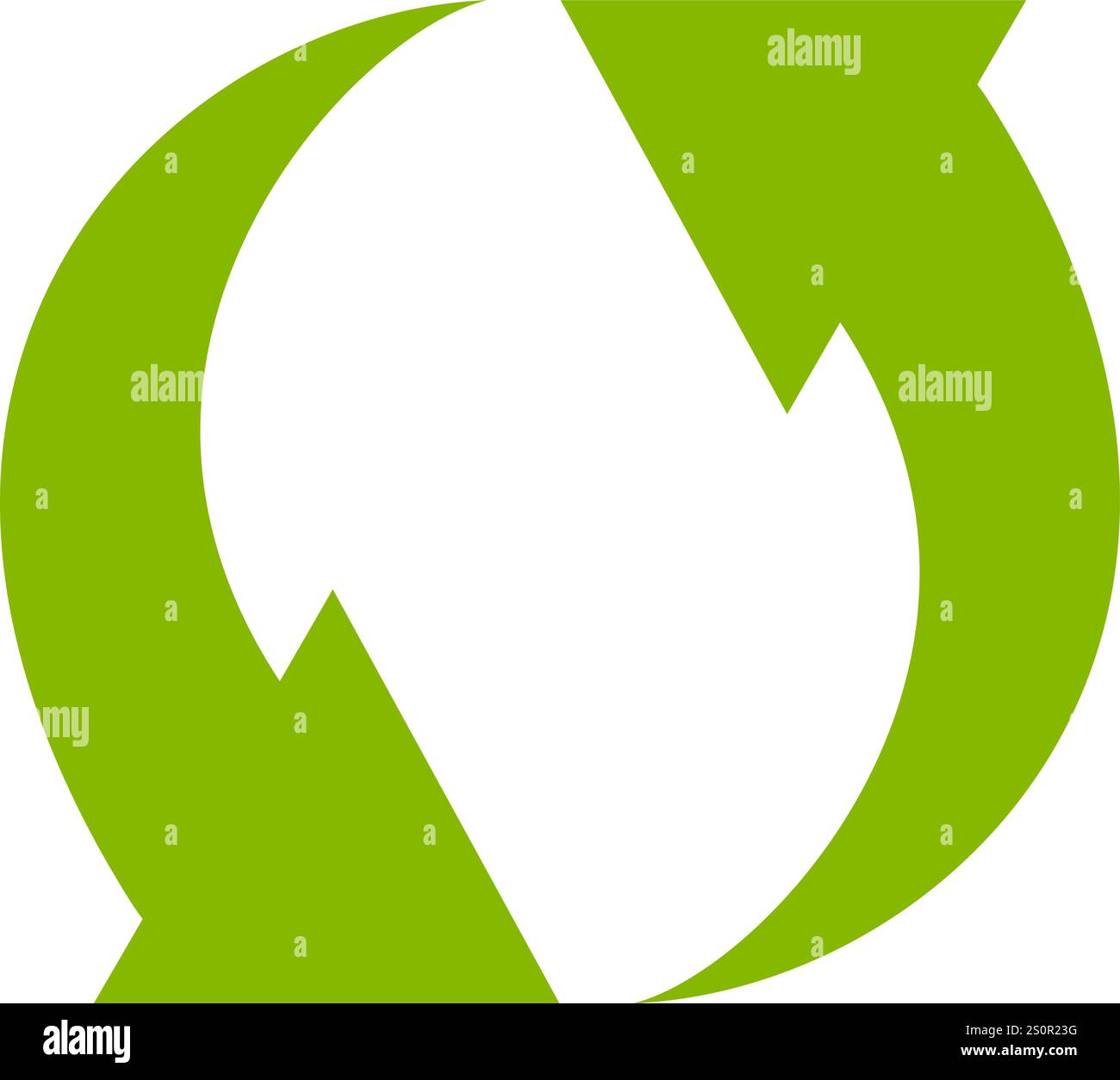 Two Dynamic Curved Green Arrows Intertwining And Rotating Symbolizing
