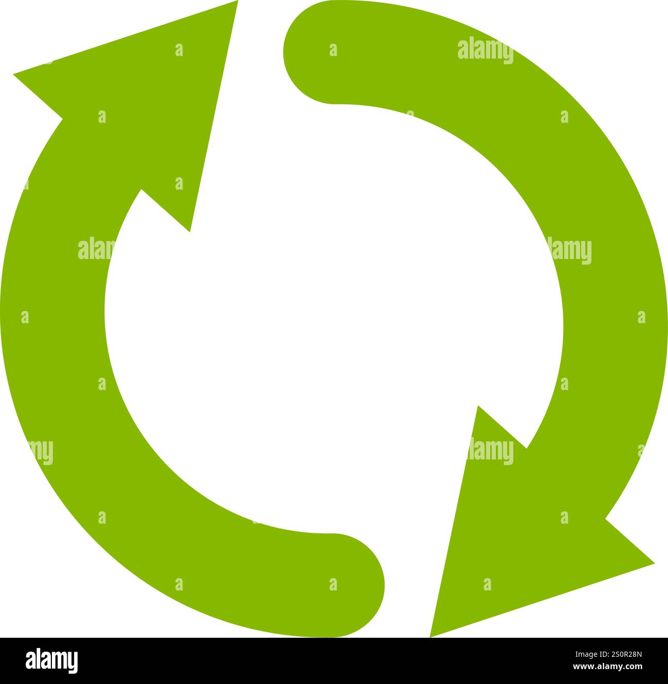 Two Rounded Green Arrows Rotating In A Clockwise Direction Representing A Continuous Cycle Of