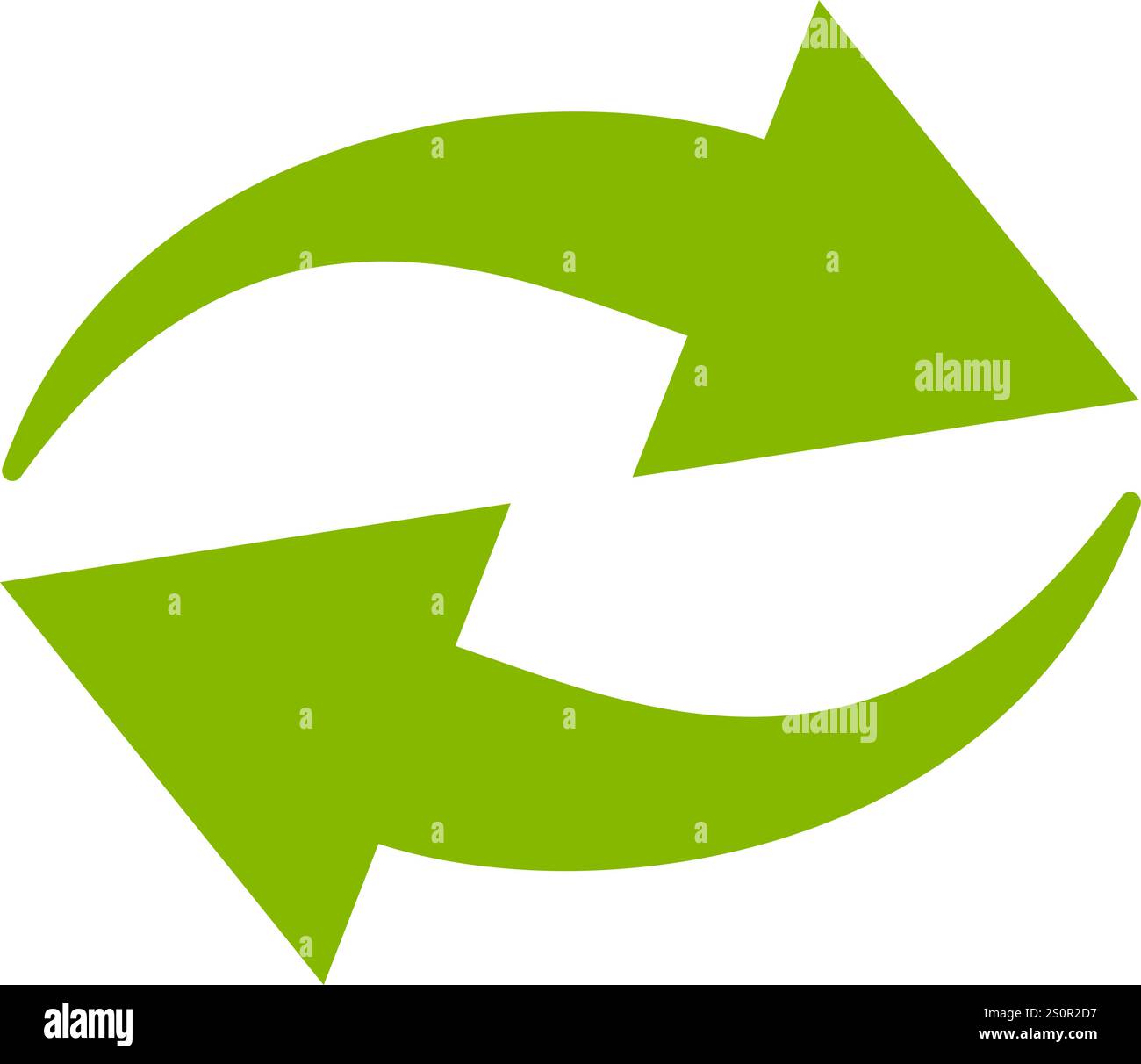 Two bright green arrows are rotating and creating a circular motion, symbolizing concepts like ...