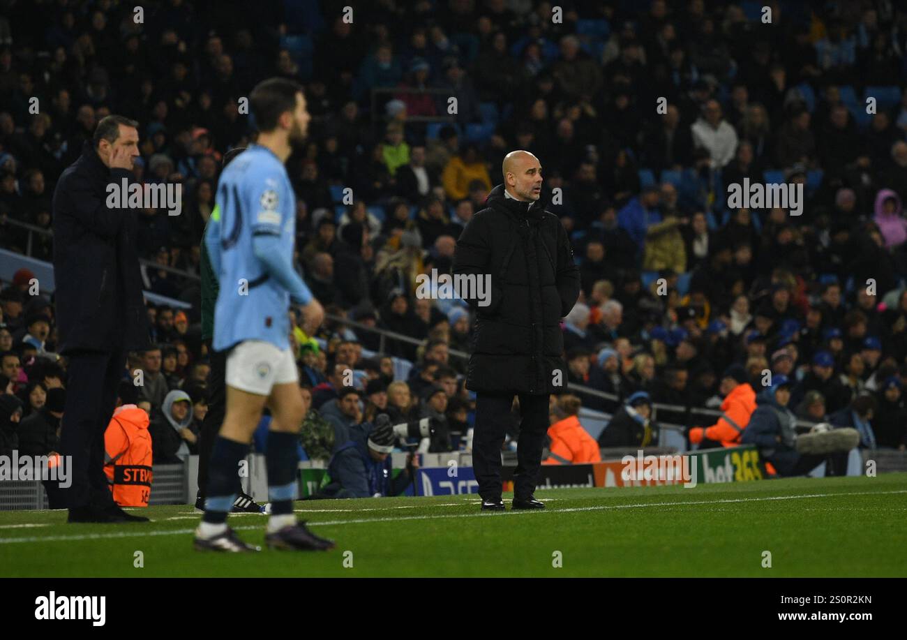 Josep Guardiola, Bernardo Silva in action during the UEFA 2024 ...