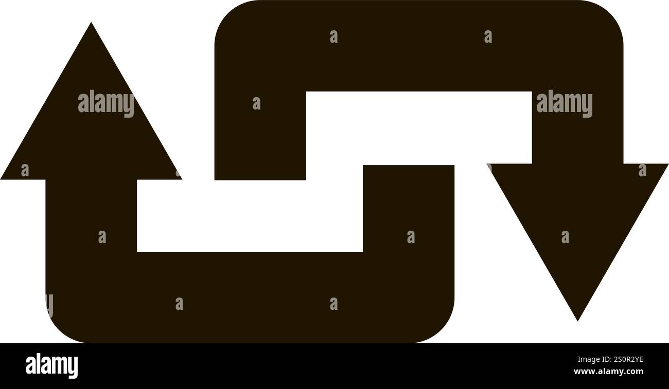 Two black arrows pointing in opposite directions form a square symbol ...