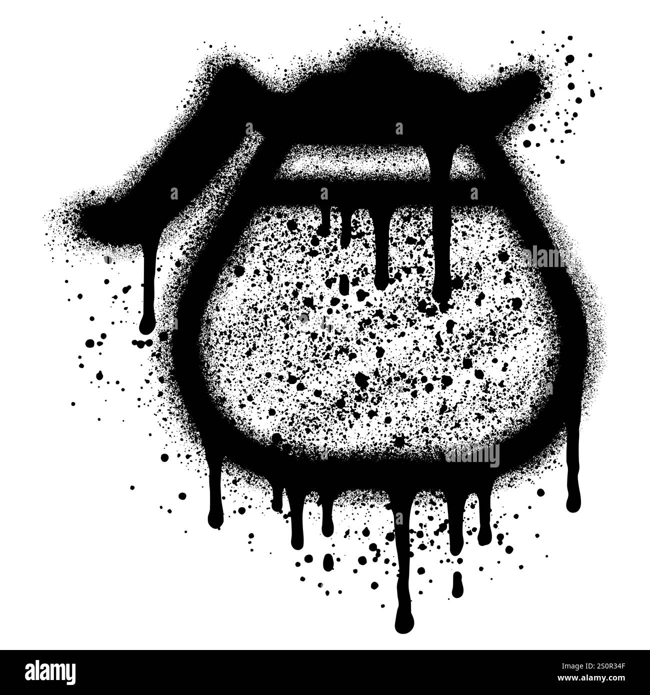 Coffee pot graffiti with black spray paint. vector illustration Stock ...