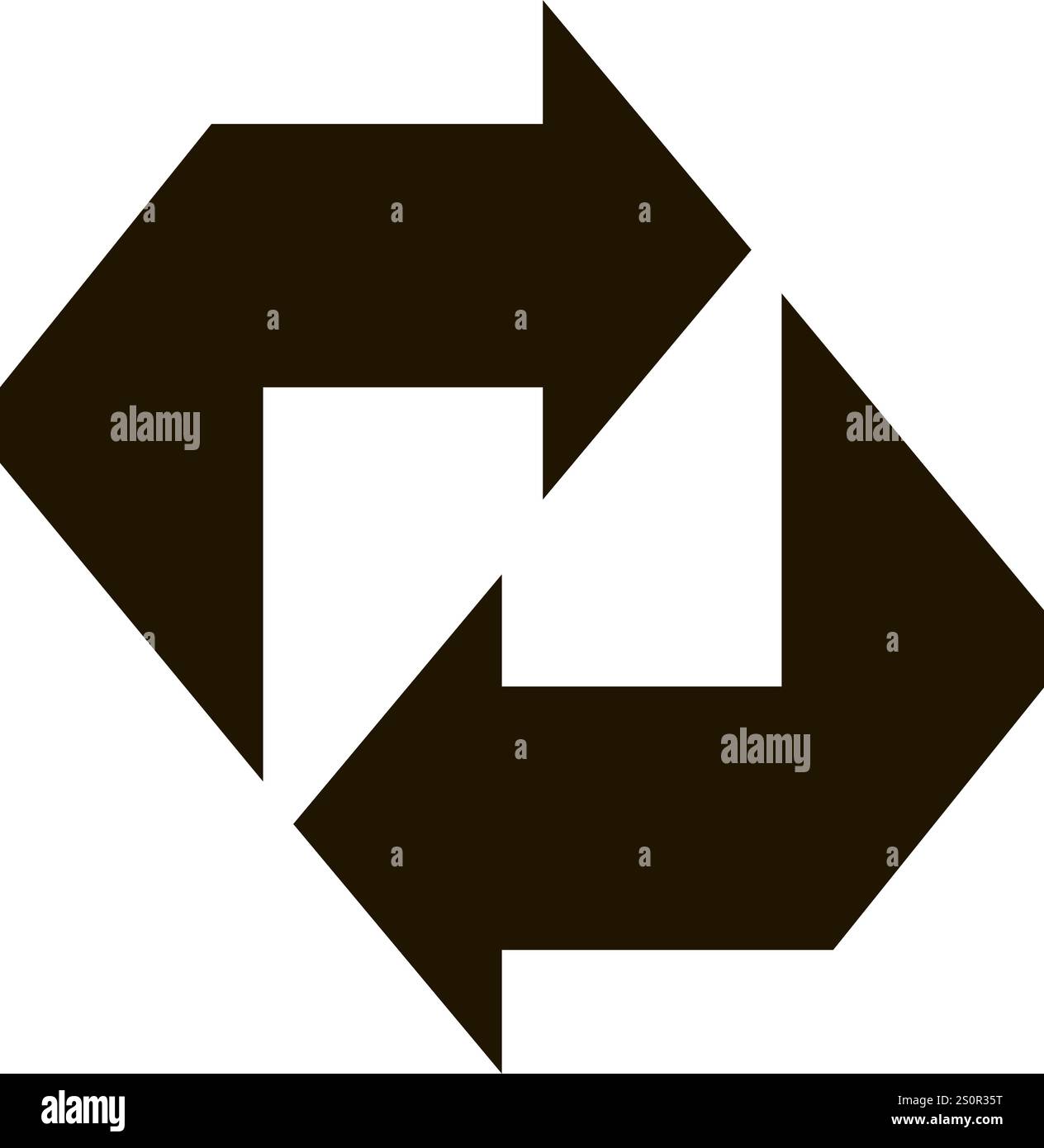 Two black arrows rotating in a continuous motion, forming a square that symbolizes concepts such ...