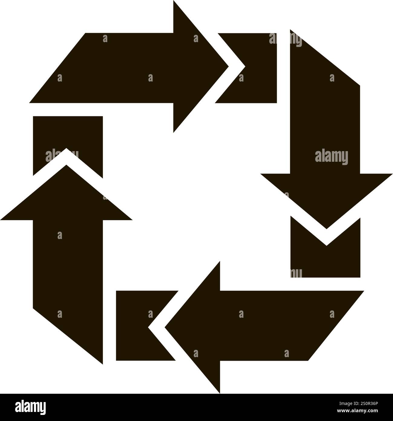 Interlocking arrows moving in a circular pattern, representing an ...