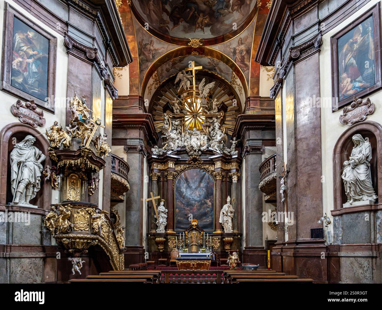 Interior of the Baroque church St. Francis Of Assisi (Kostel svatého ...