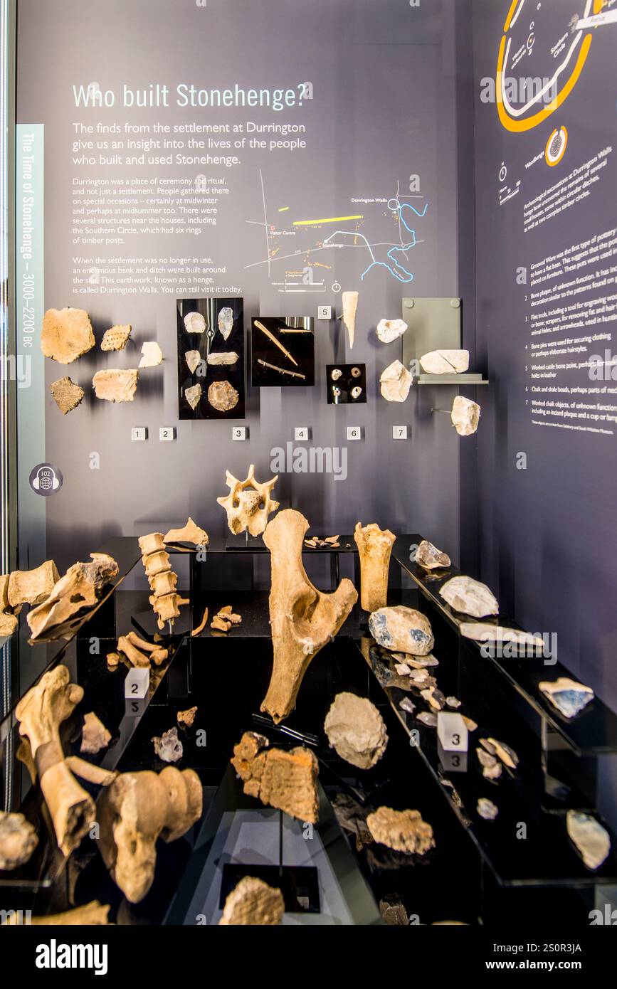 Displays at Stonehenge Neolithic monument, Salisbury Plain, Salisbury ...