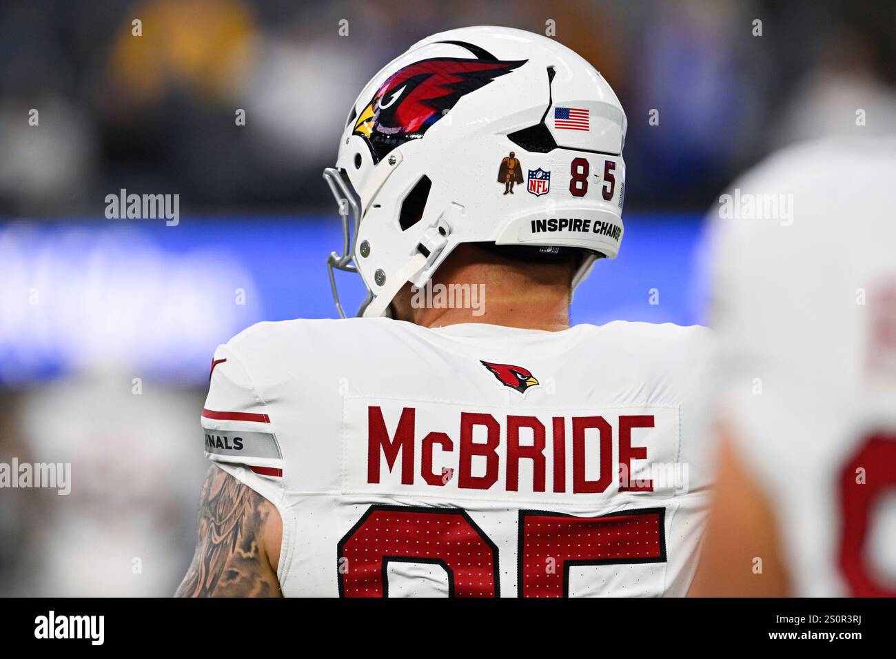 Arizona Cardinals tight end Trey McBride (85) warms up before an NFL ...