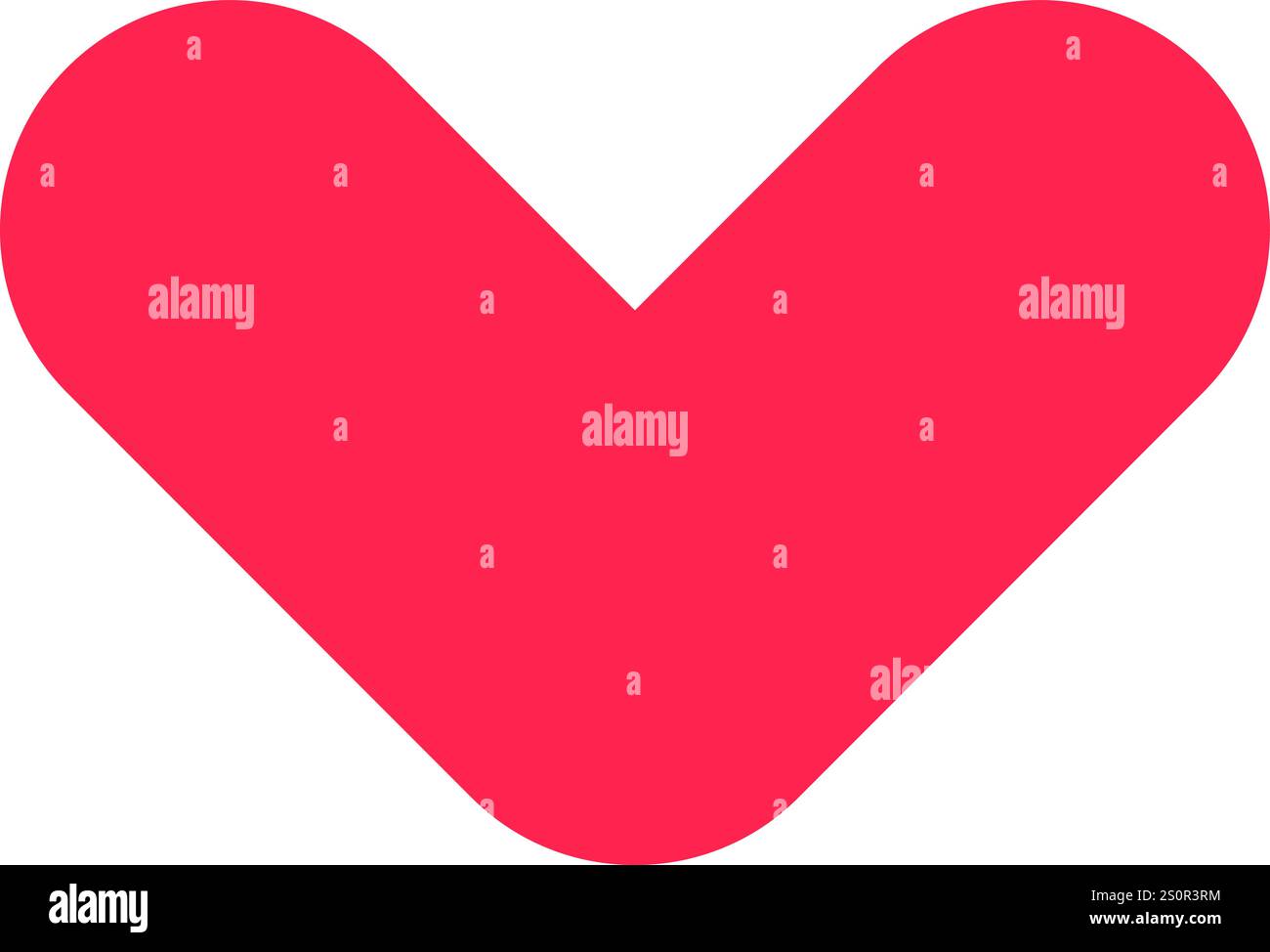 Stylized red heart shape with rounded edges forming a V on a white ...